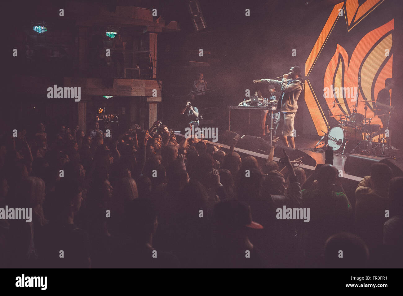 MOSCOW - 26 SEPTEMBER, 2015 : Slavon - support MC of Russian rapper ...