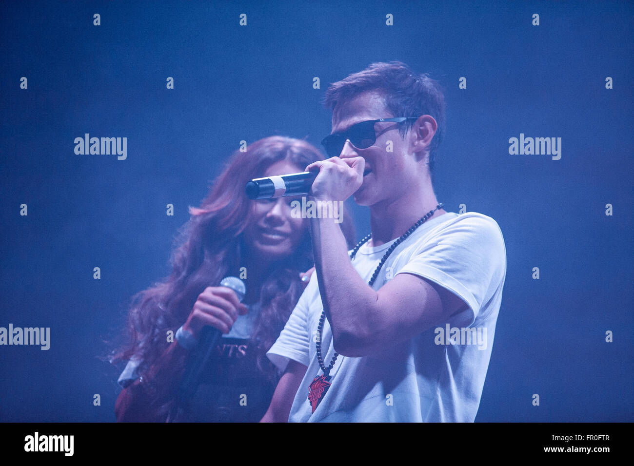 MOSCOW - 26 SEPTEMBER, 2015 : Aiza Dolmatova & Russian rapper Kravz ...