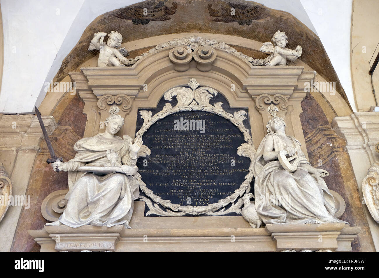 External atrium of Archiginnasio, on June 04, 2015 Stock Photo - Alamy