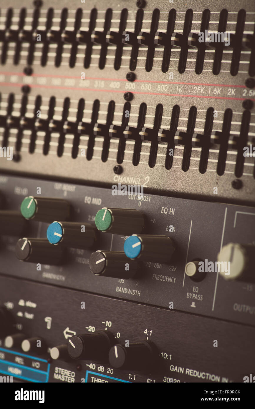 Color image of many buttons in a sound recording studio Stock Photo - Alamy