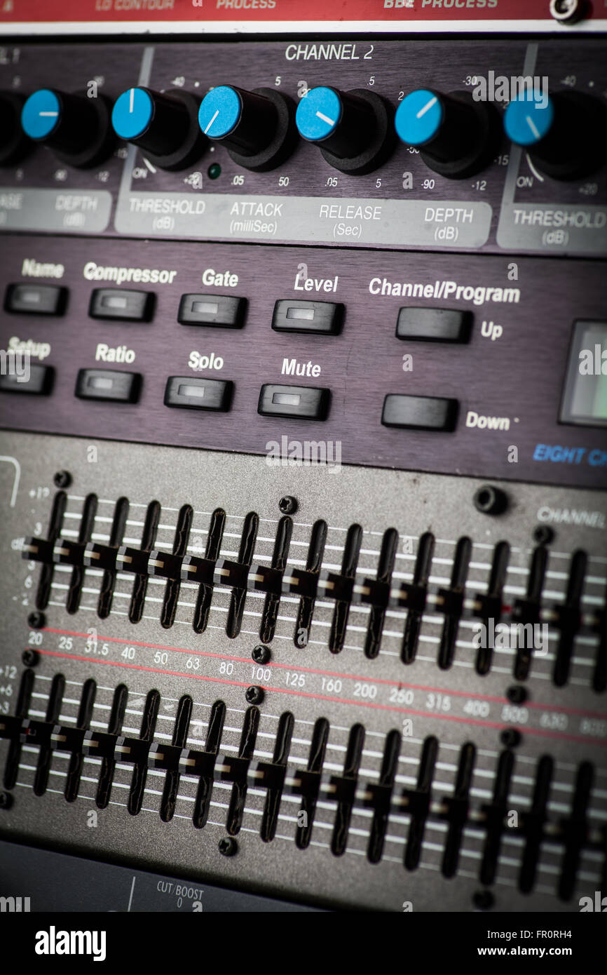 Color image of many buttons in a sound recording studio Stock Photo - Alamy