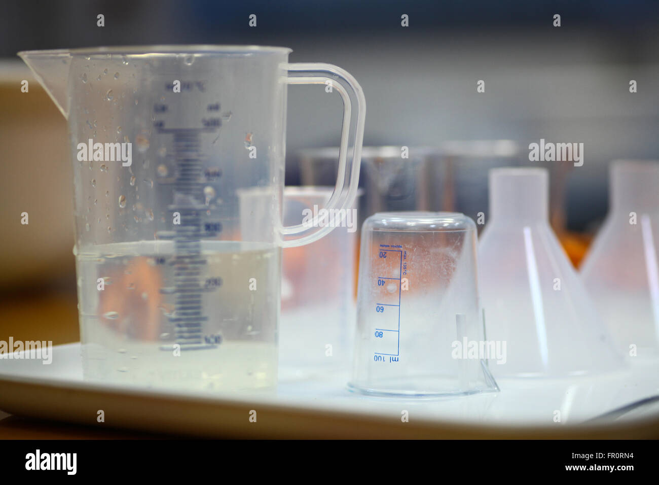 Color image of some plastic recipients in a chemistry lab Stock Photo ...