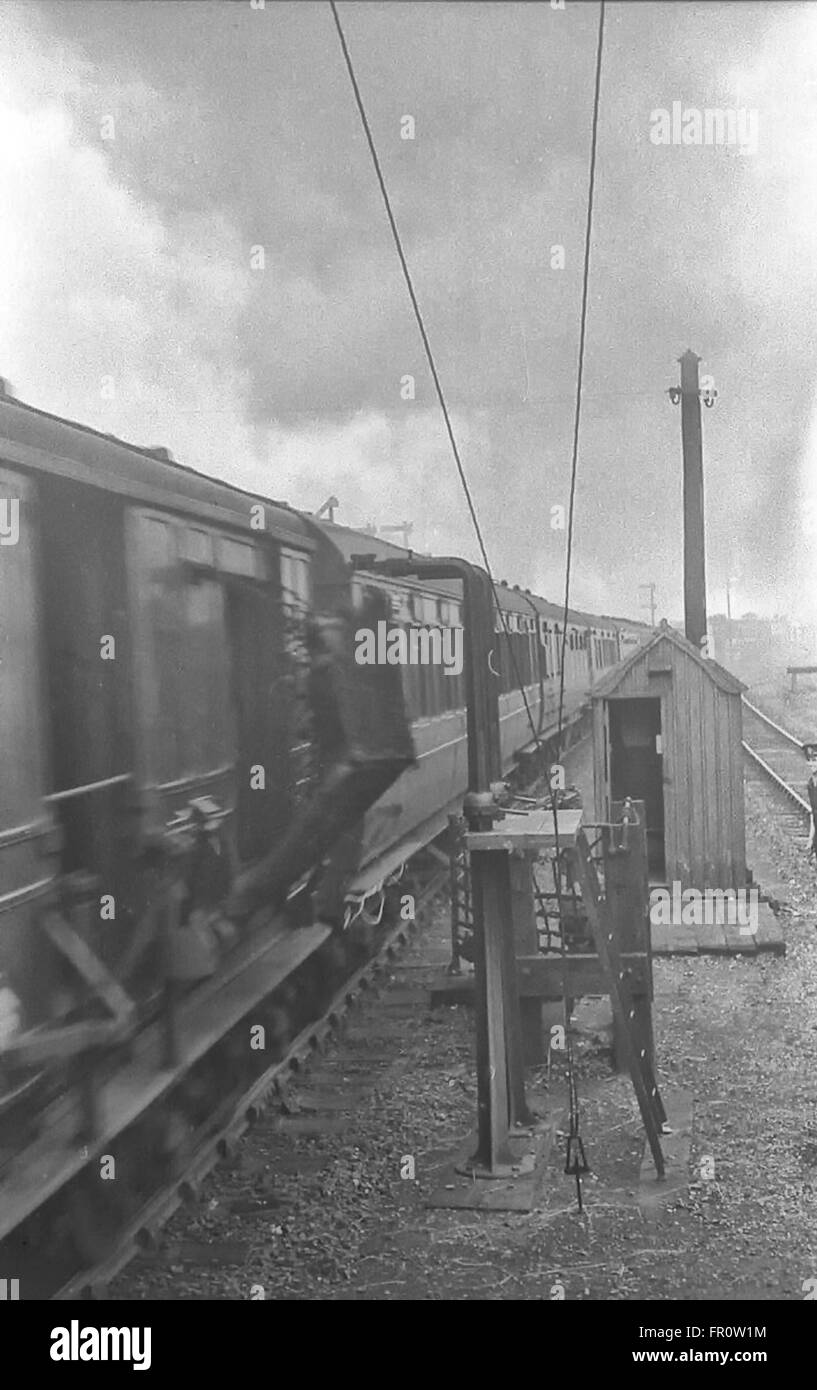 Train showing working of Travelling Post Office apparatus Stock Photo ...