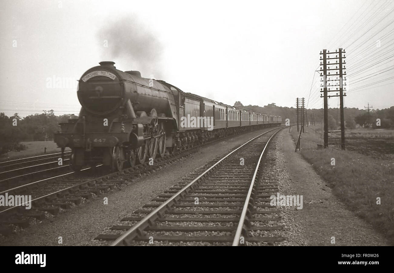 An unidentified LNER A3 4-6-2 Pacific No. 447x on a named express train ...
