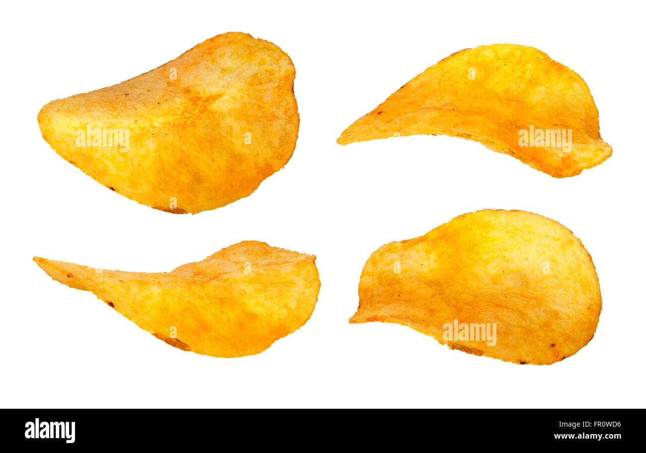 Set of separate chips closeup isolated on white background Stock Photo ...