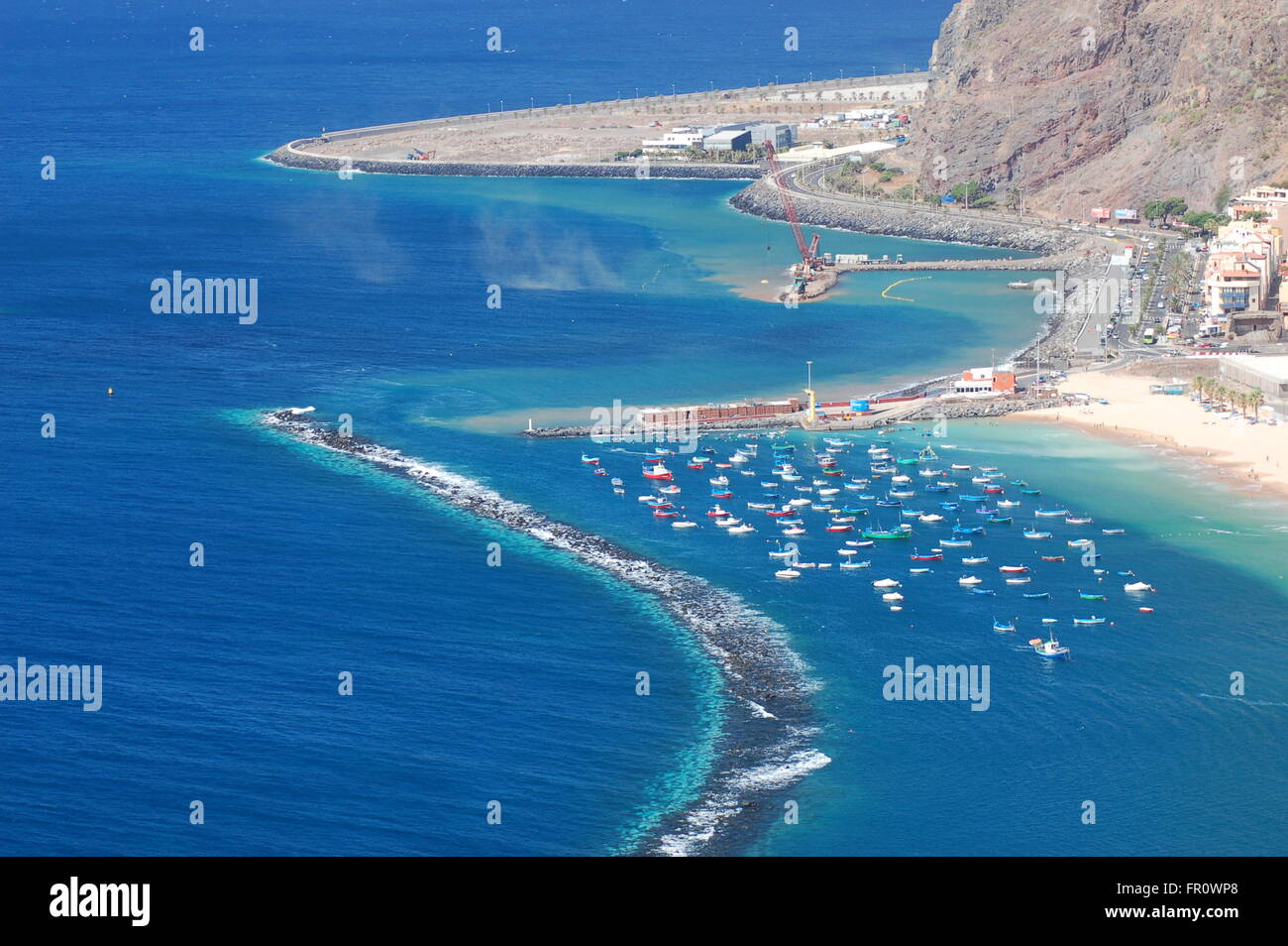 Colorful fishing boats on Teresitas beach on Tenerife, spain Stock ...