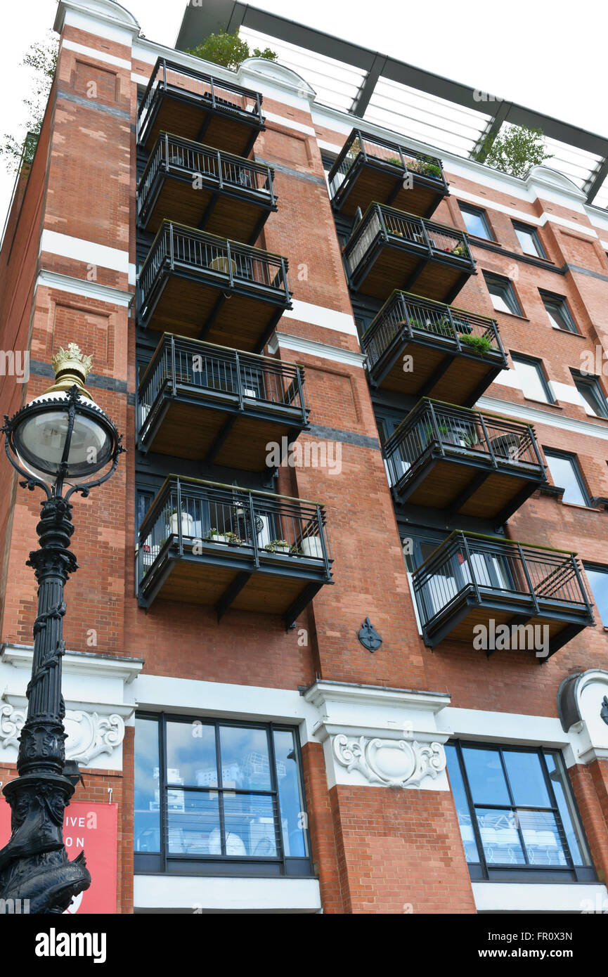 A typical block of flats by the Thames River in London, United Kingdom ...