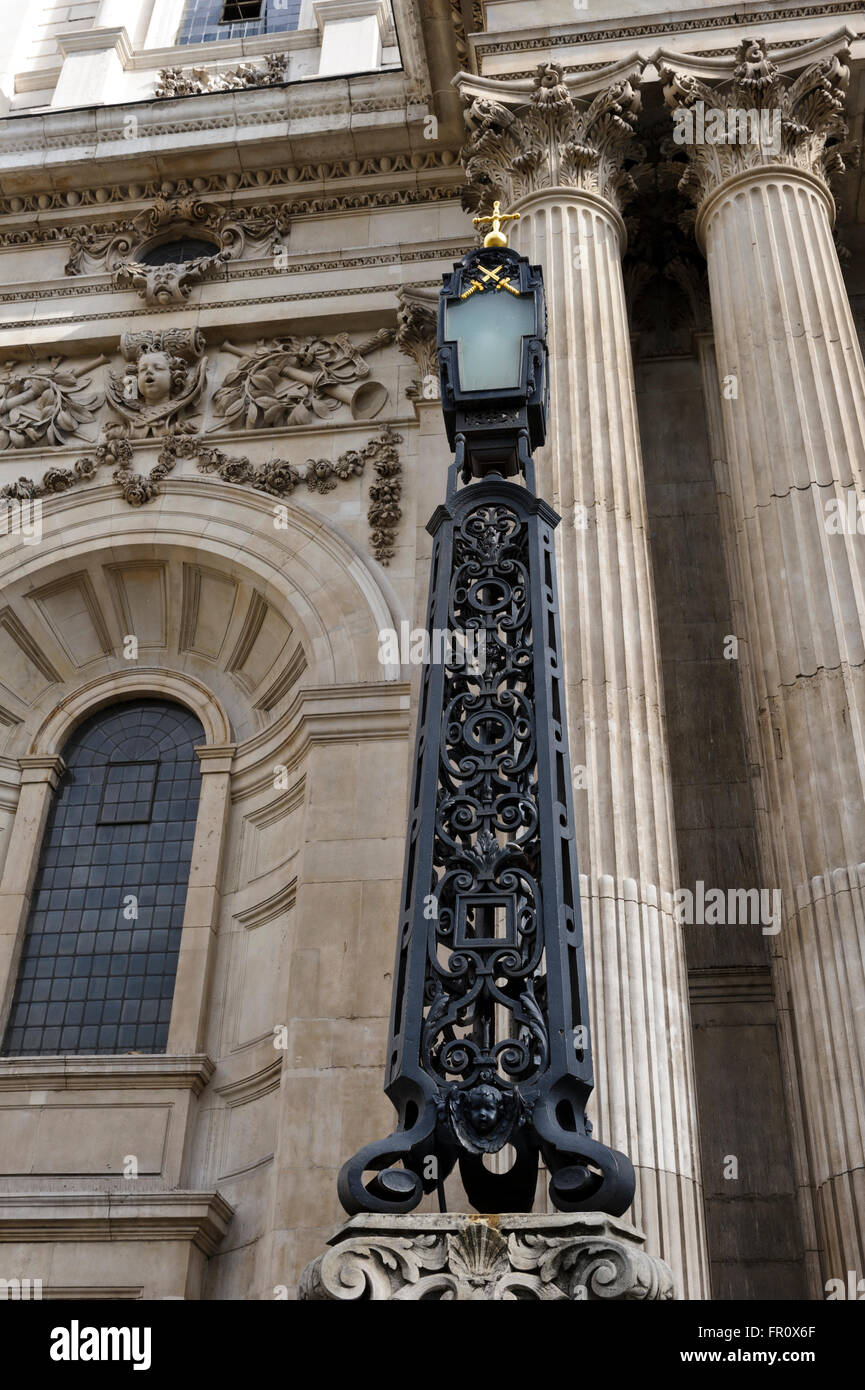 A lamppost outside the iconic St Paul's Cathedral, London, United ...