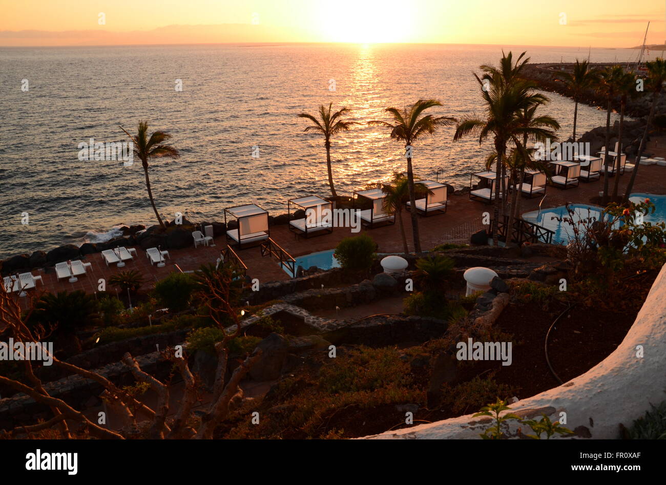 Picturesque beach club in Costa Adeje. Costa Adeje is vacation resort ...
