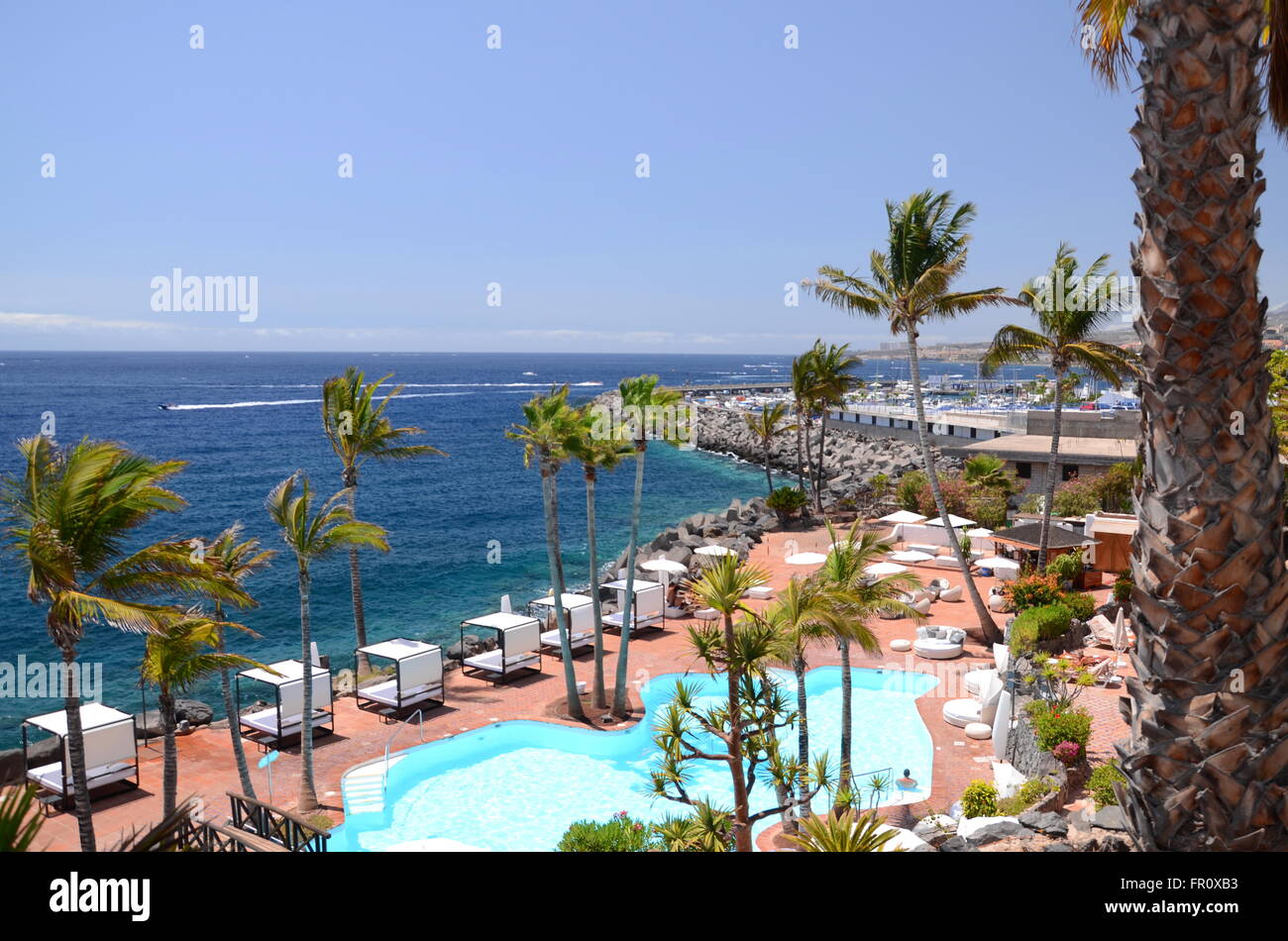 Picturesque beach club in Costa Adeje. Costa Adeje is vacation resort ...