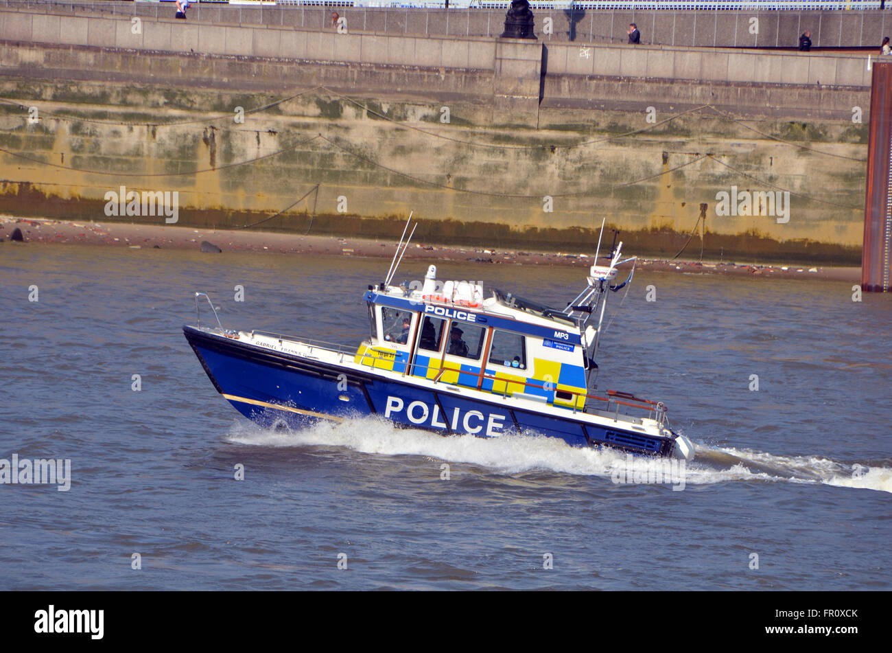 London, UK, 17 March 2016, Metropolitan Police boat at work on the ...