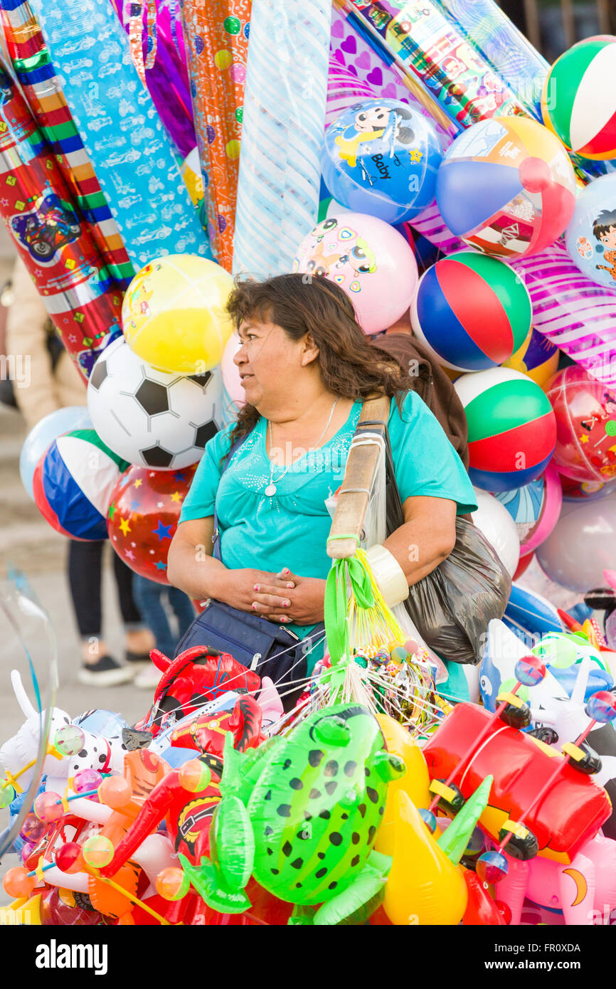 A Balloon seller wait for customers along Jardin Square in the historic ...