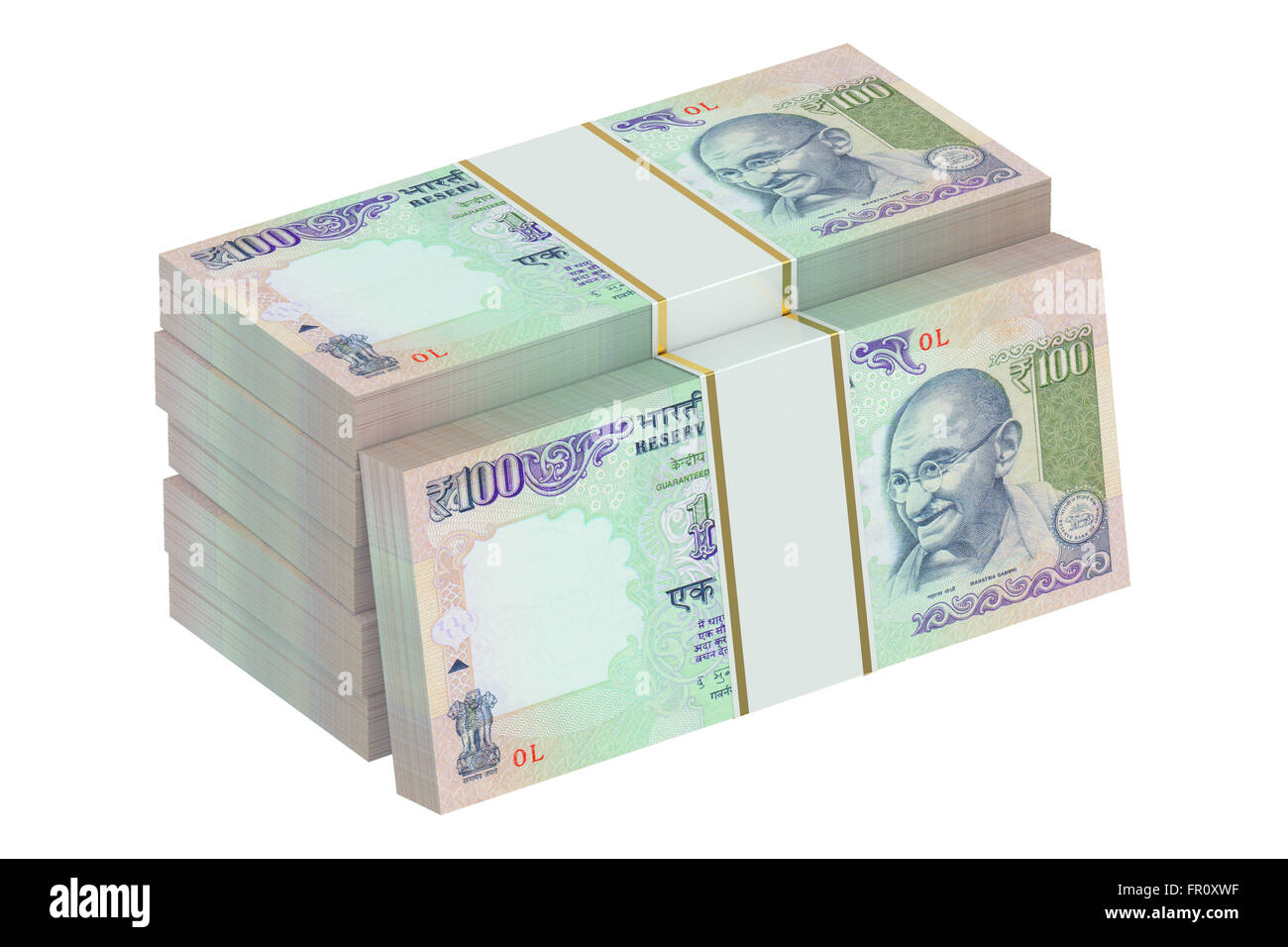 packs of Indian rupee isolated on white background Stock Photo - Alamy