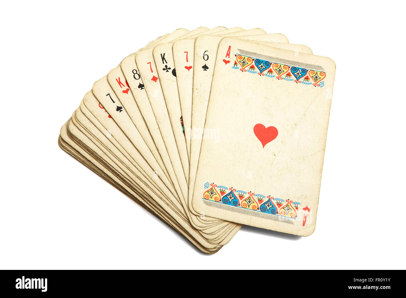 Old playing cards on a white background Stock Photo - Alamy