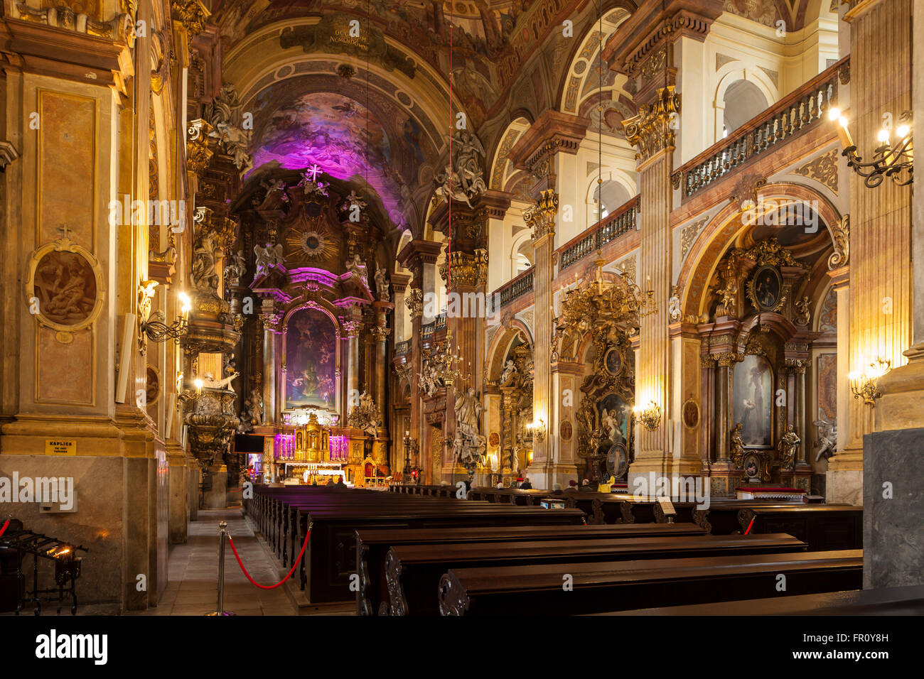 Baroque interior of the Jesuit church in Wroclaw old town, Poland Stock ...