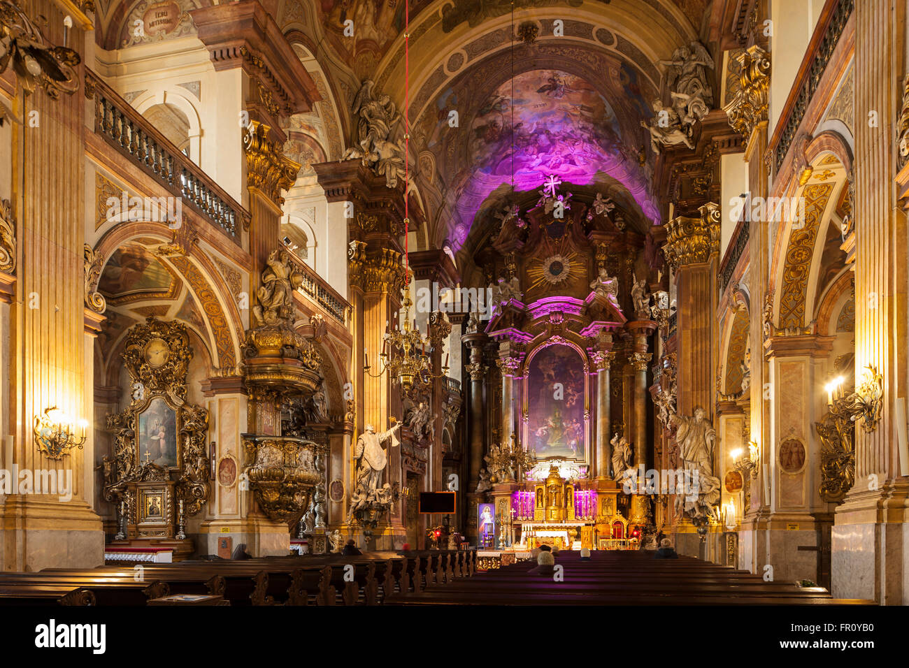 Baroque interior of the Jesuit church in Wroclaw old town, Poland Stock ...
