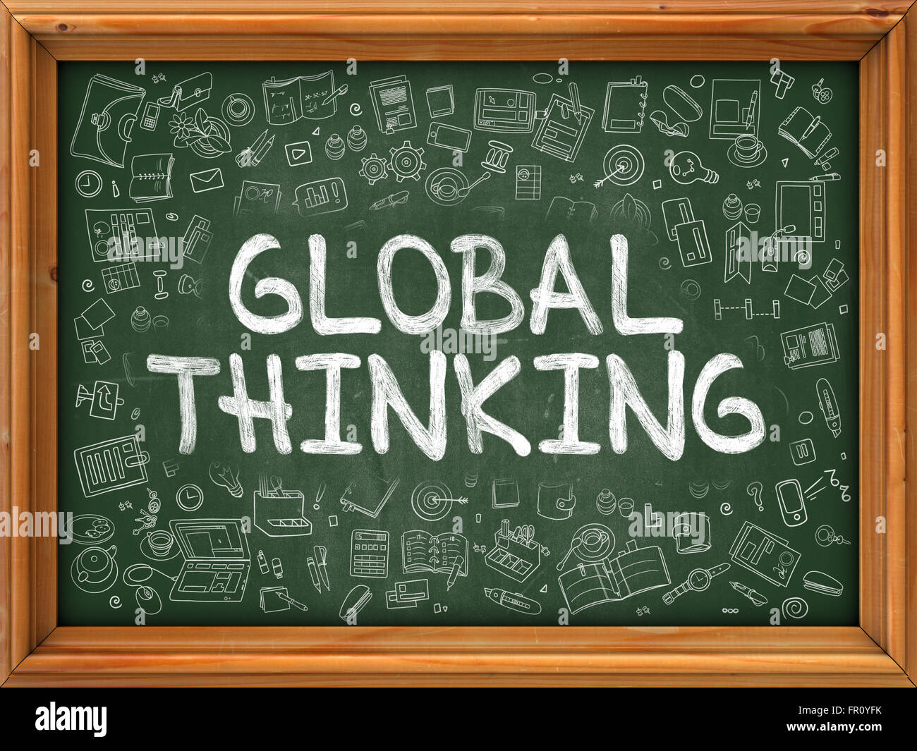 Global Thinking - Hand Drawn on Green Chalkboard Stock Photo - Alamy