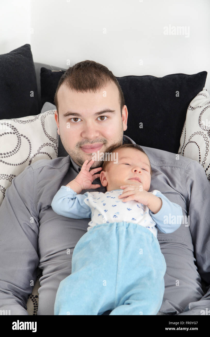 Young Father and His Little Baby Boy Together. Papa with His Cheerful ...