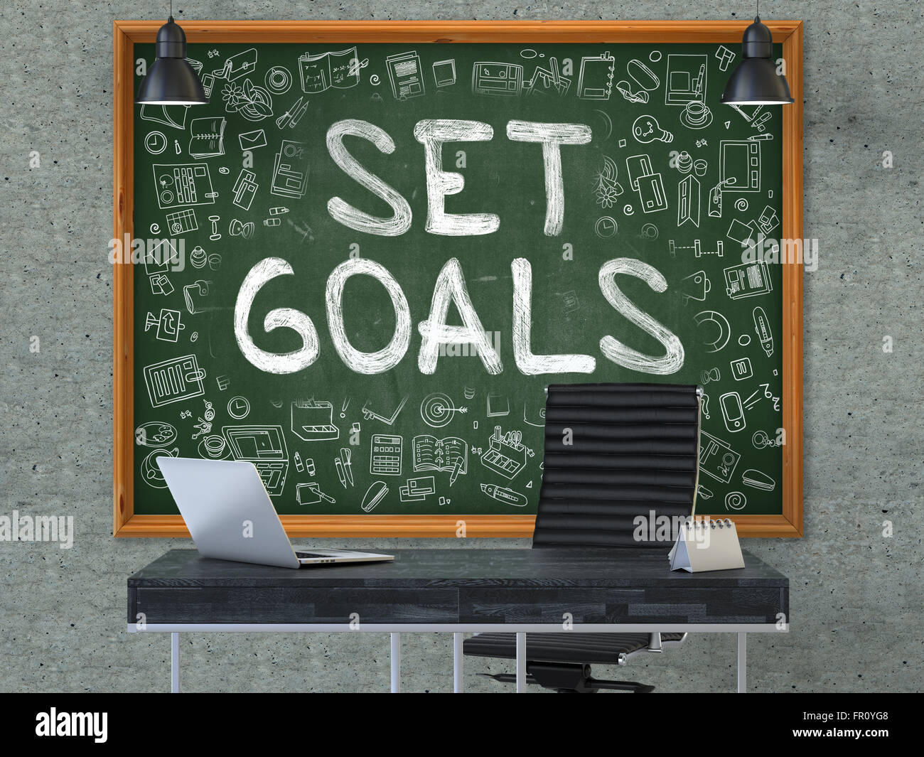 Set Goals on Chalkboard in the Office Stock Photo - Alamy
