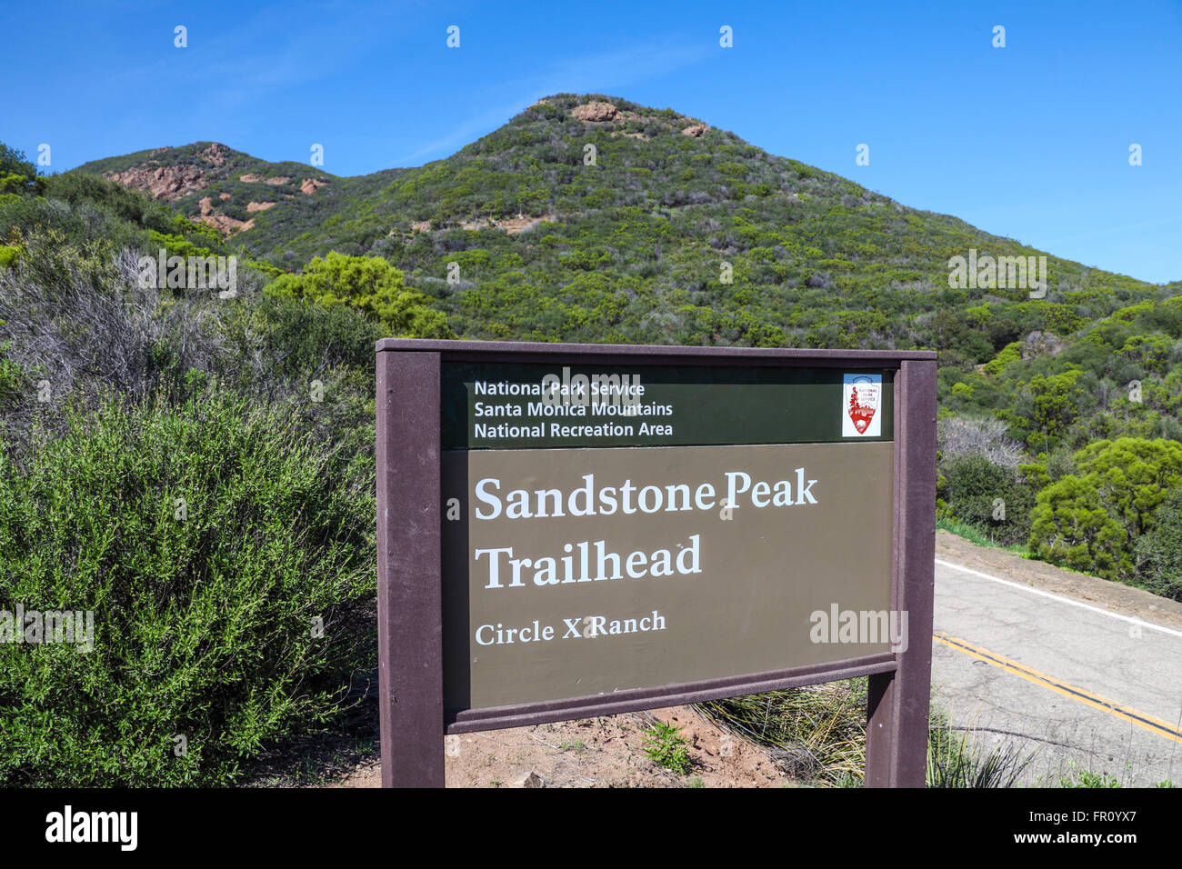 Sign for the Sandstone Peak Trailhead in the Santa Monica Mountains ...
