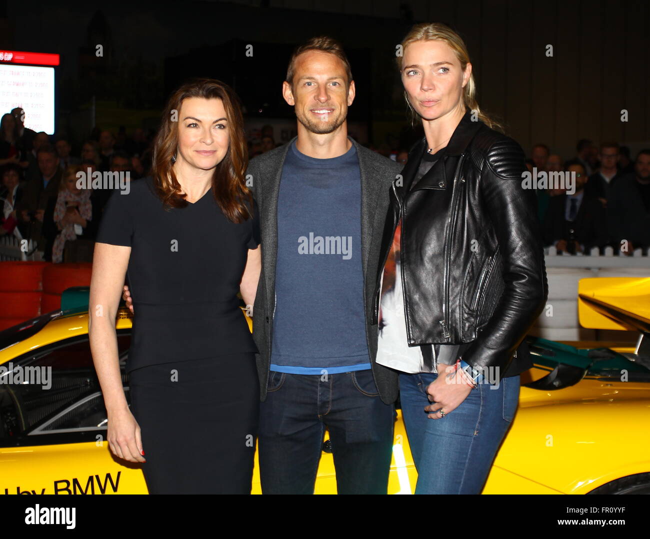Jensen Button, Jodie Kidd and Suzi Perry attend the opening day of the ...