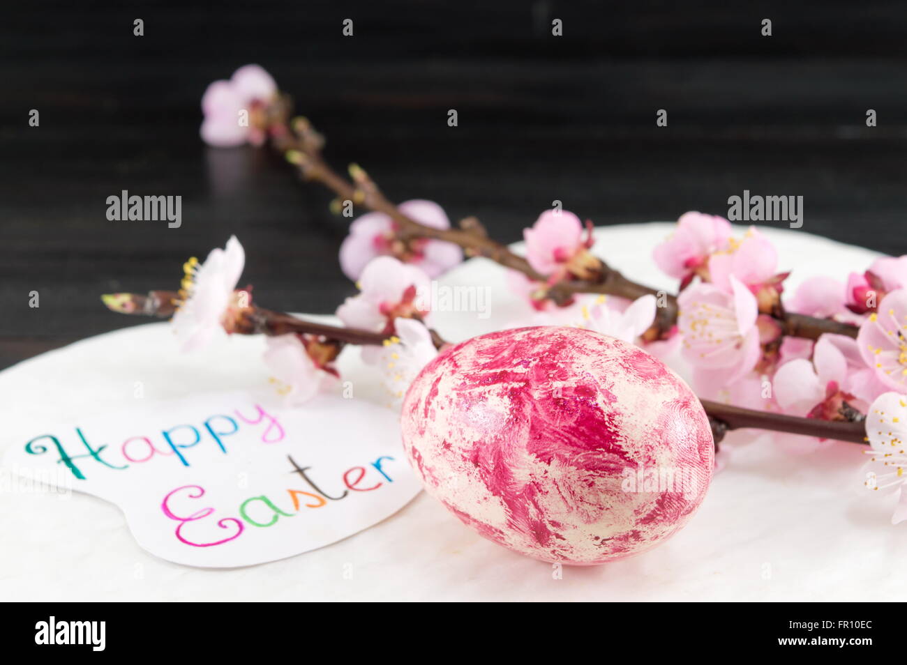 Decorated Easter eggs and fresh cherry blossom tree Stock Photo - Alamy