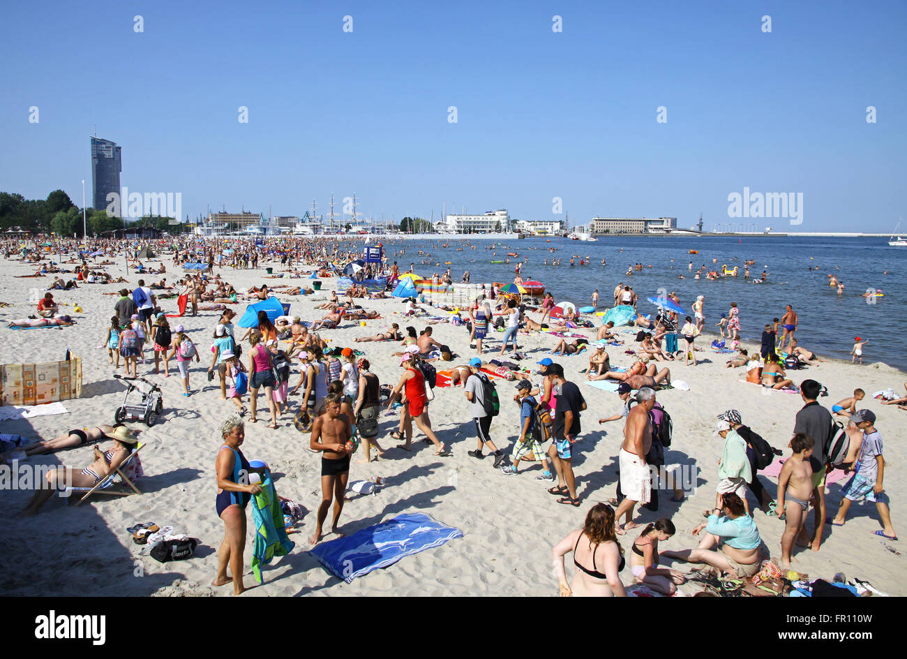 Crowded Municipal beach in Gdynia, Baltic sea, Poland Stock Photo - Alamy