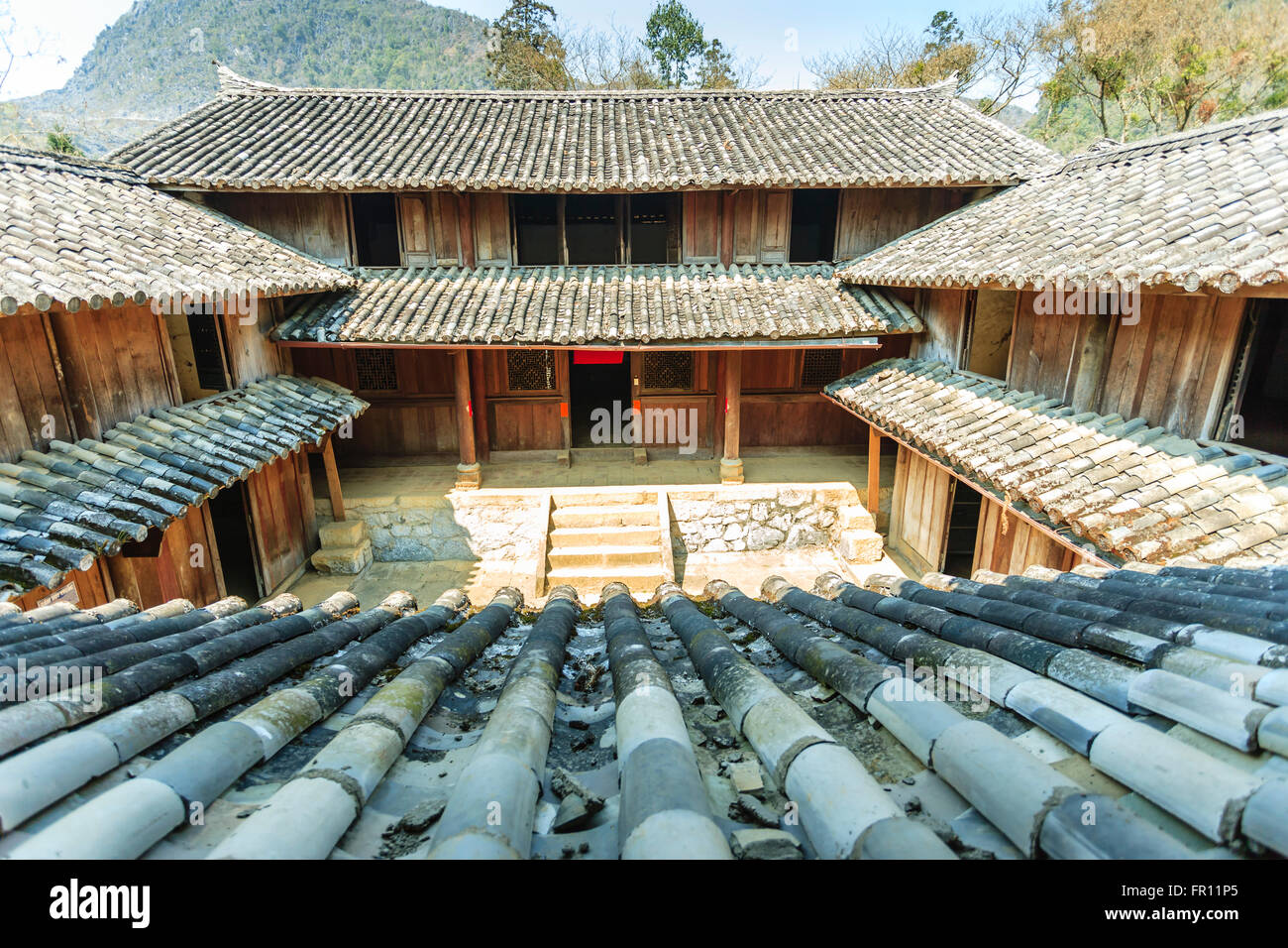Ha Giang, Vietnam - March 18, 2016: Old building at Sa Phin Town in Ha ...
