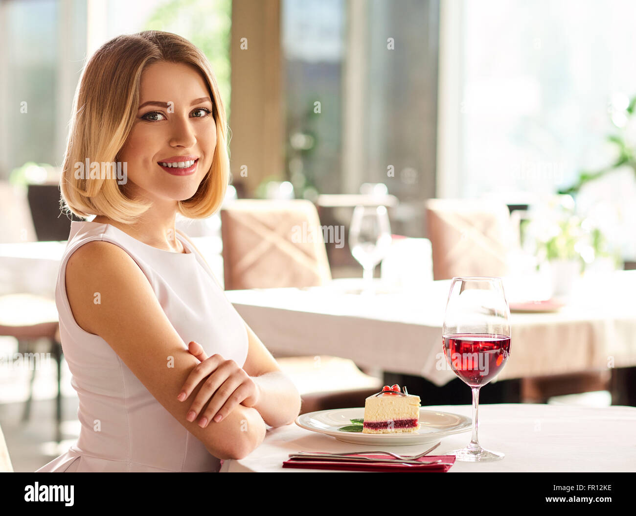 Having lunch at the restaurant Stock Photo - Alamy