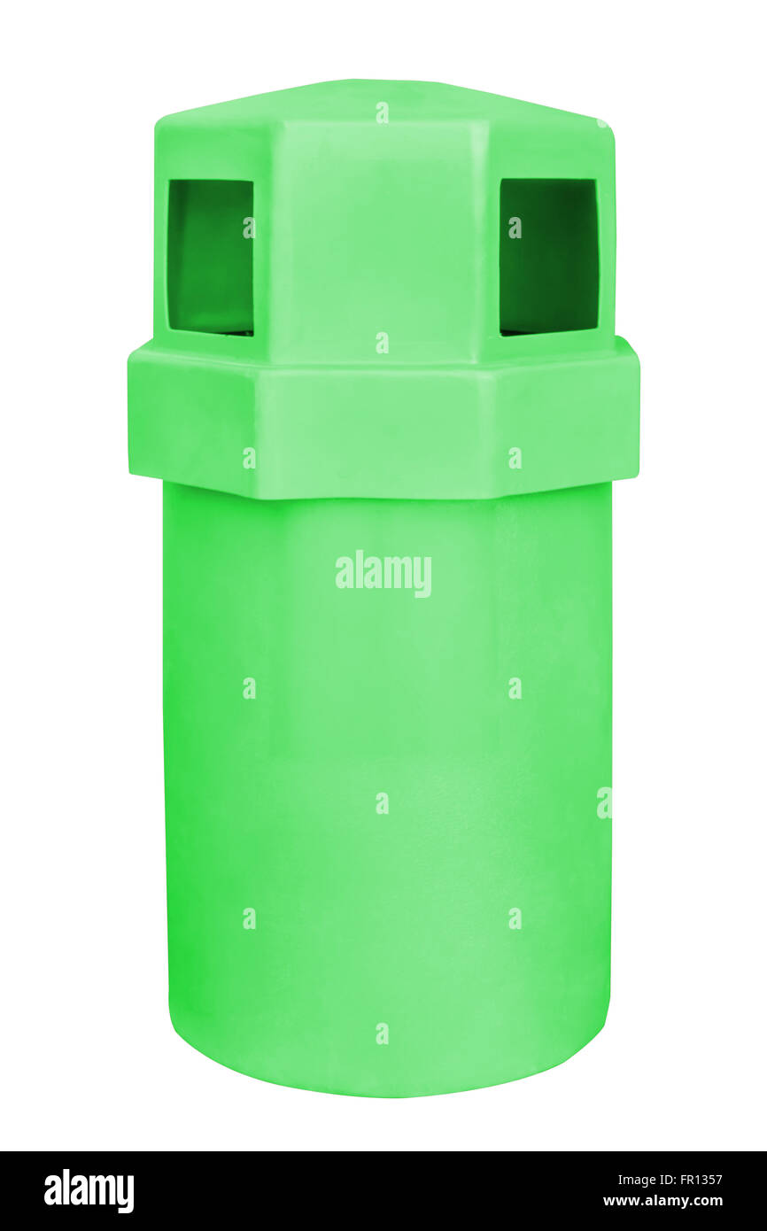 Green garbage, trash bin isolated on white background with path Stock ...