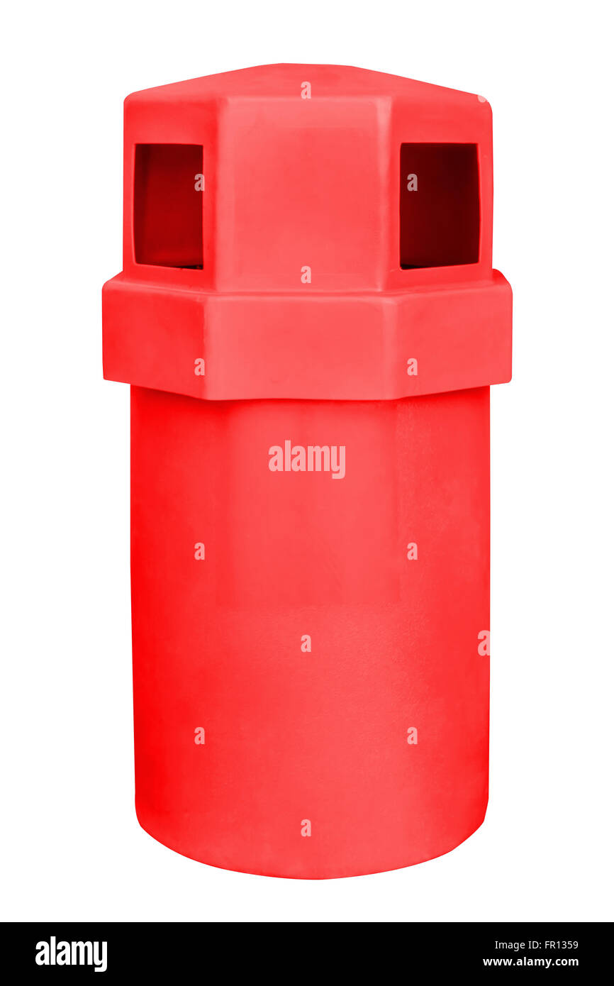 Red garbage, trash bin isolated on white background with path Stock ...