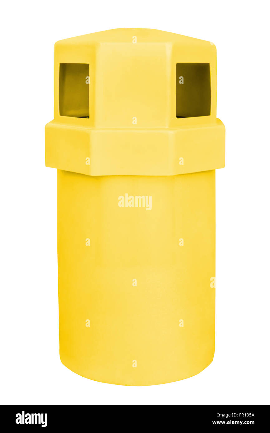 Yellow garbage, trash bin isolated on white background with path Stock ...