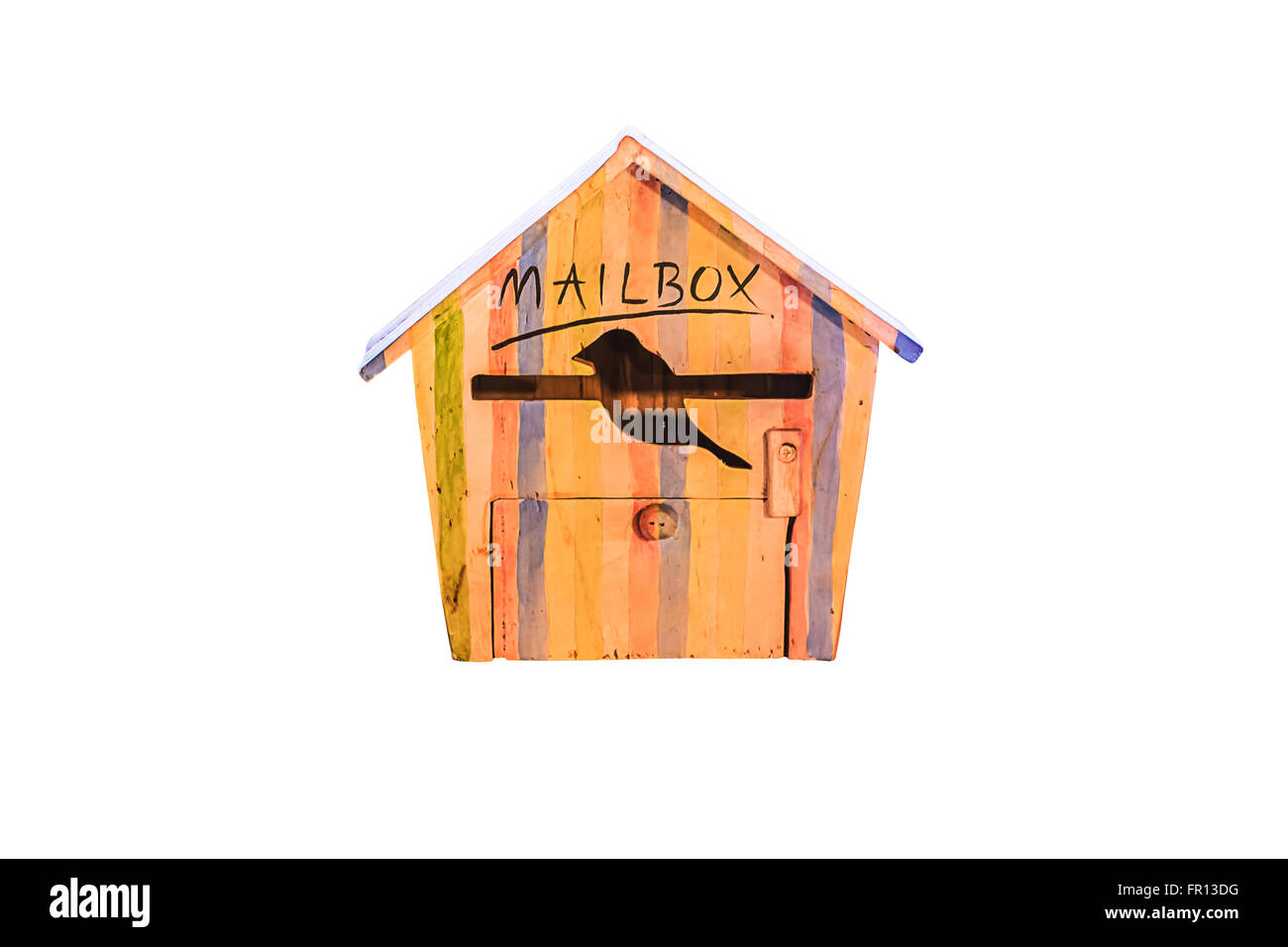 Old wooden mailbox isolated on white with clipping path Stock Photo - Alamy