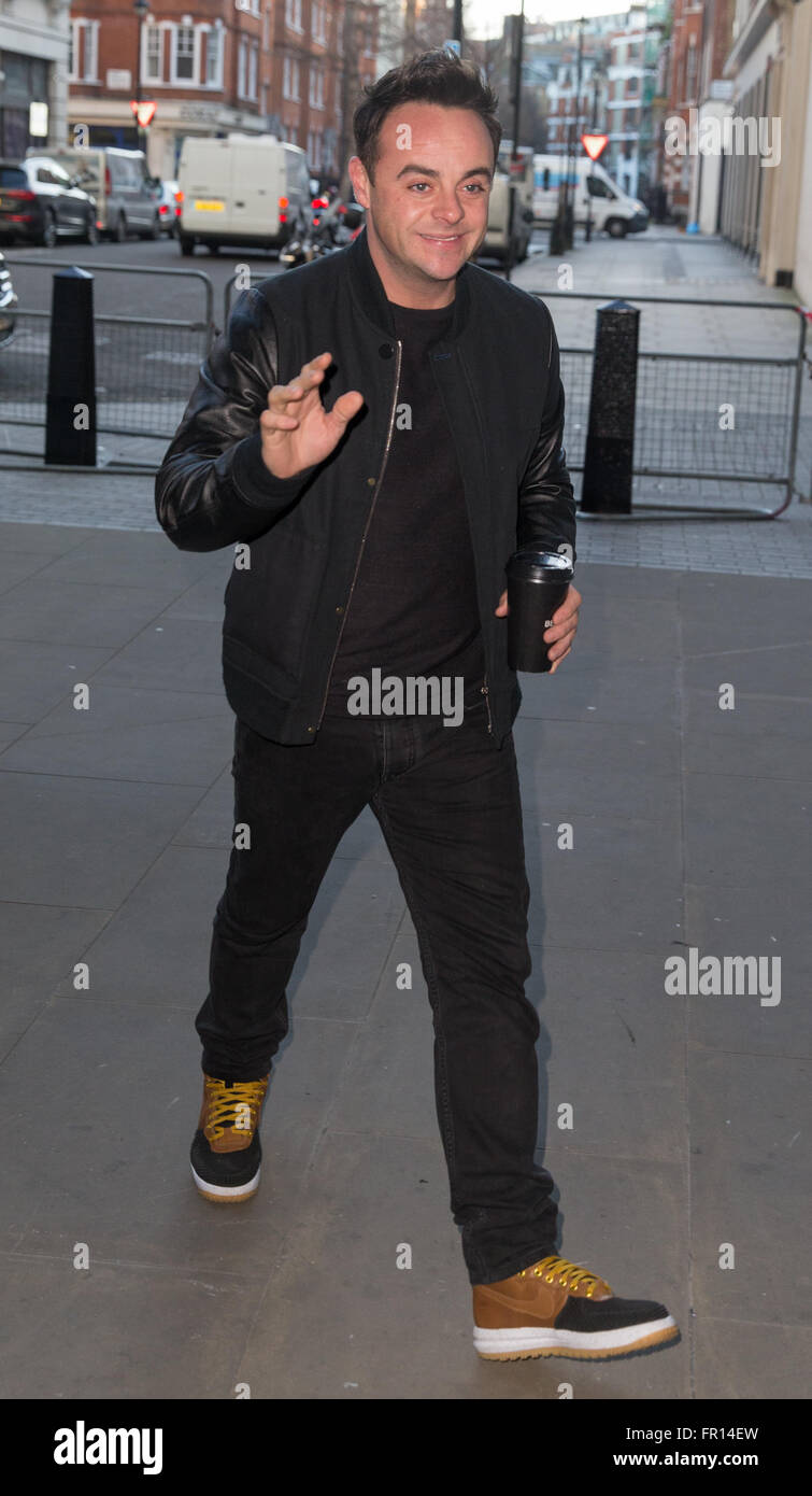 Anthony McPartlin, AKA Ant, pictured arriving at the Radio 2 studio ...