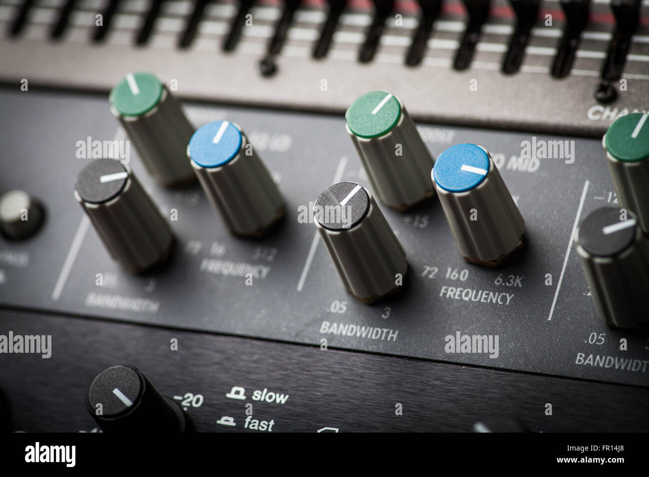 Color image of many buttons in a sound recording studio Stock Photo - Alamy