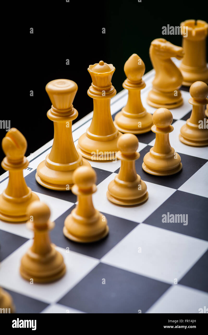 Close-up image of a chess board with chess pieces Stock Photo - Alamy