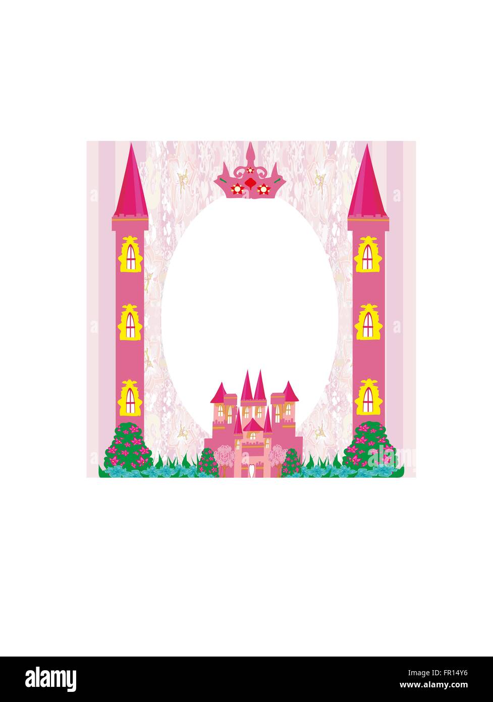 beautiful fairytale pink castle frame Stock Vector Image & Art - Alamy