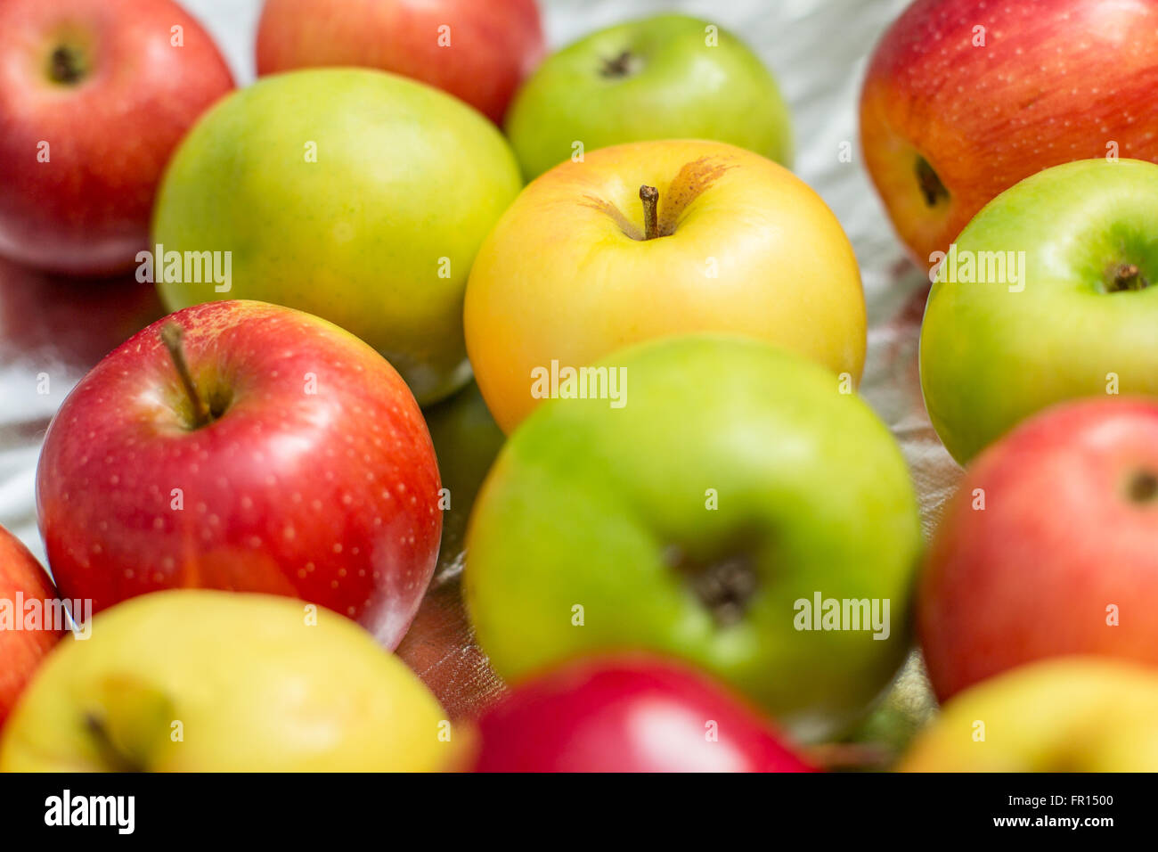 Many multicolor apple close up, fruit background Stock Photo - Alamy