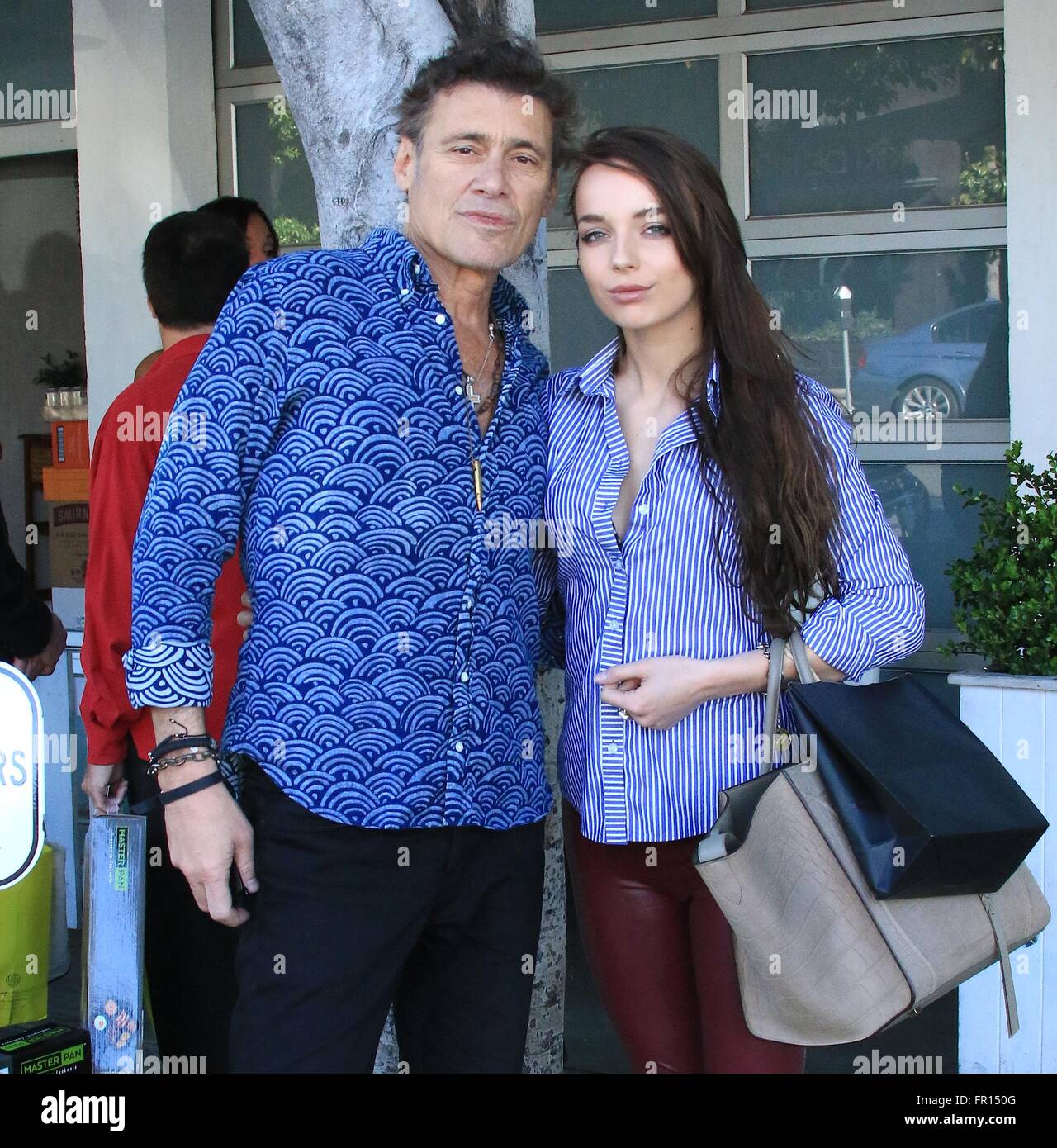 Steven Bauer and his girlfriend Lyda Loudon outside Fig and Olive in ...