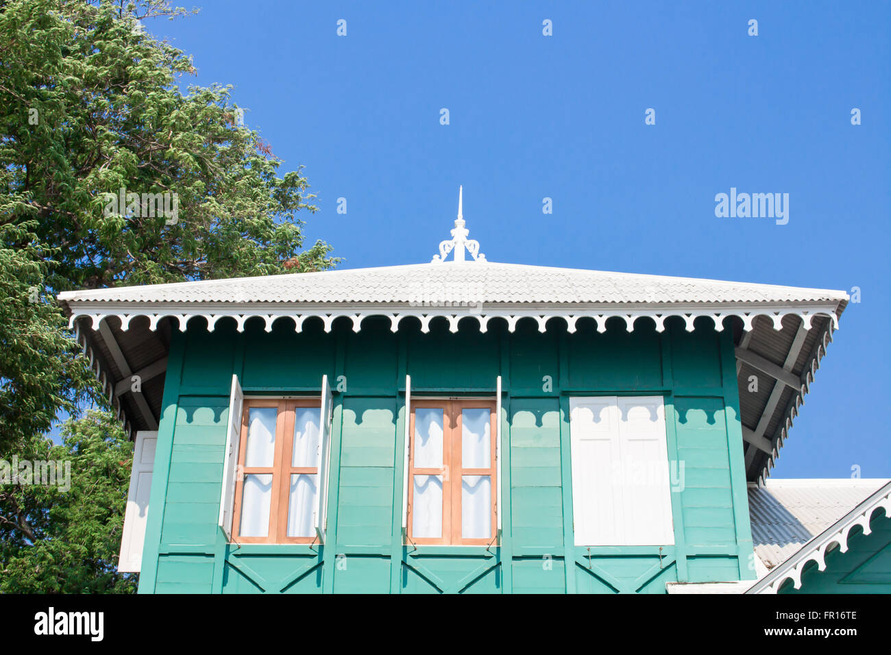 Gable vintage antique house. Combining art, Thailand - Europe Stock ...