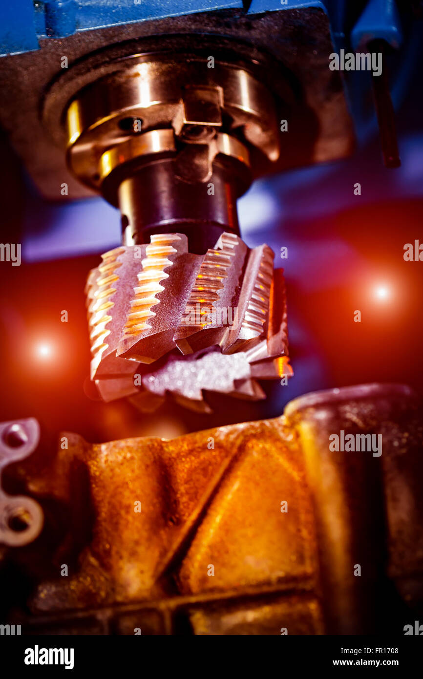 Metalworking CNC milling machine. Cutting metal modern processing ...