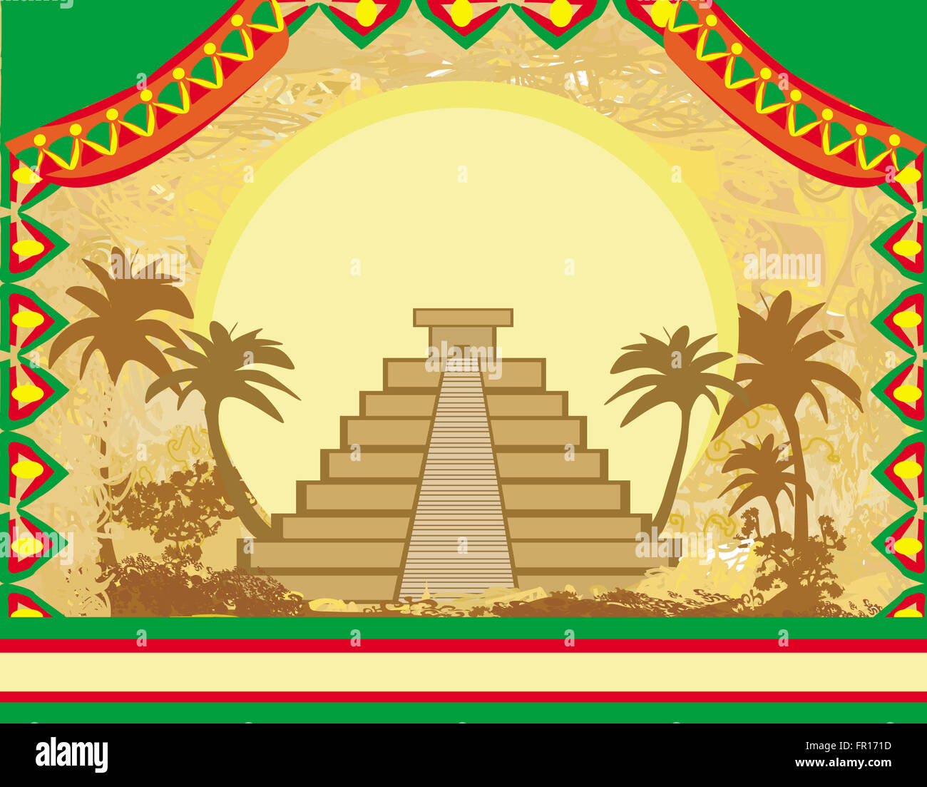 Mayan Pyramid, Chichen-Itza, Mexico - grunge abstract background Stock ...