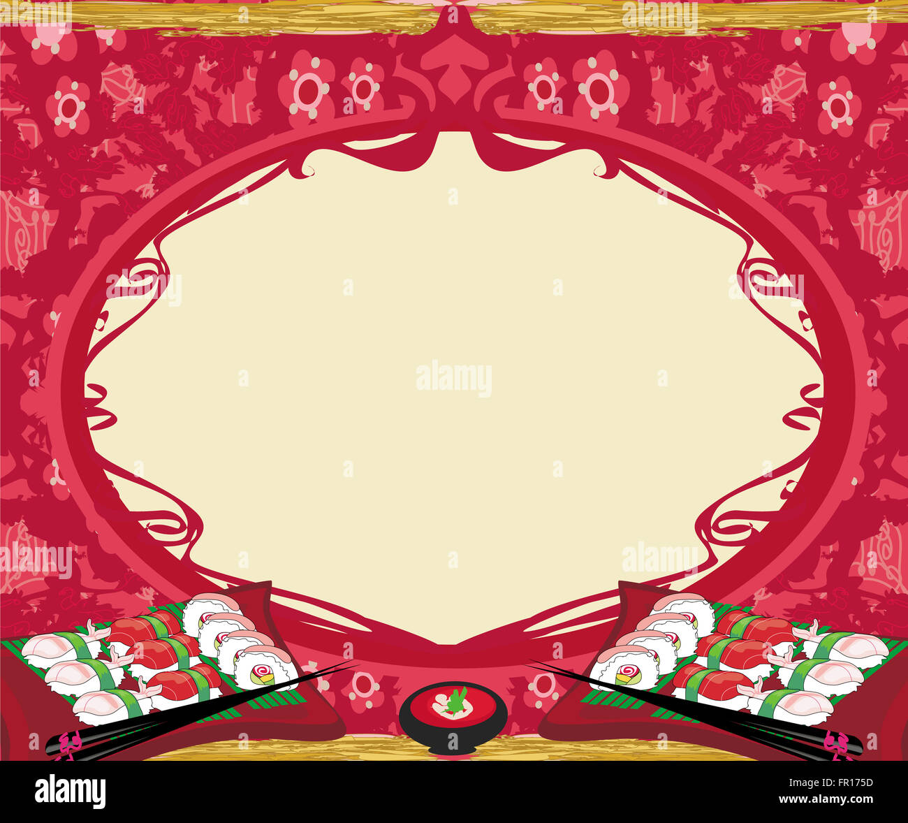 Japanese food menu sushi vintage card hi-res stock photography and ...
