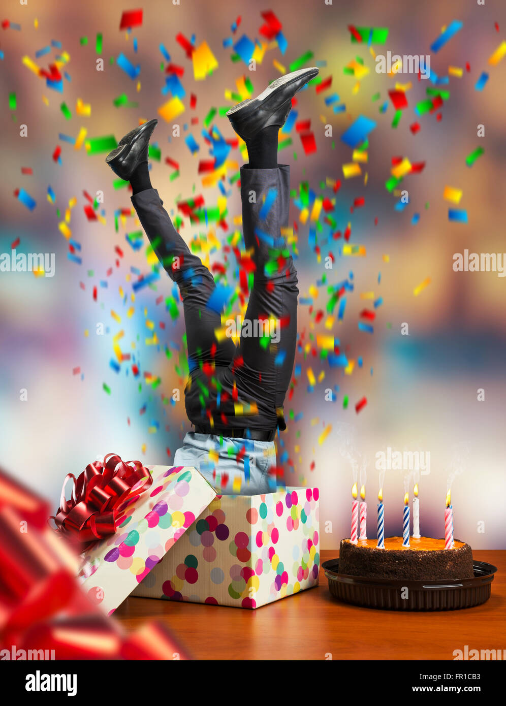Man in present-box Stock Photo - Alamy