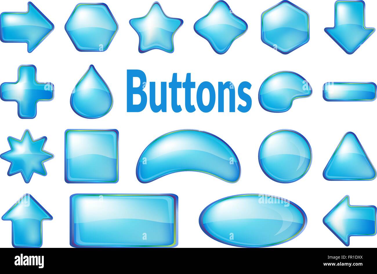 Blue Glass Buttons Set Stock Vector Image & Art - Alamy