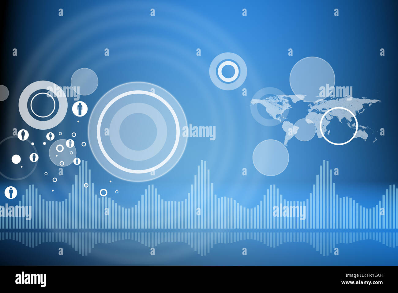 Abstract blue background with world map Stock Photo - Alamy