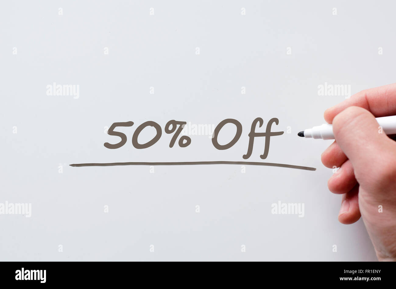 Human hand writing Fifty percent on whiteboard Stock Photo - Alamy