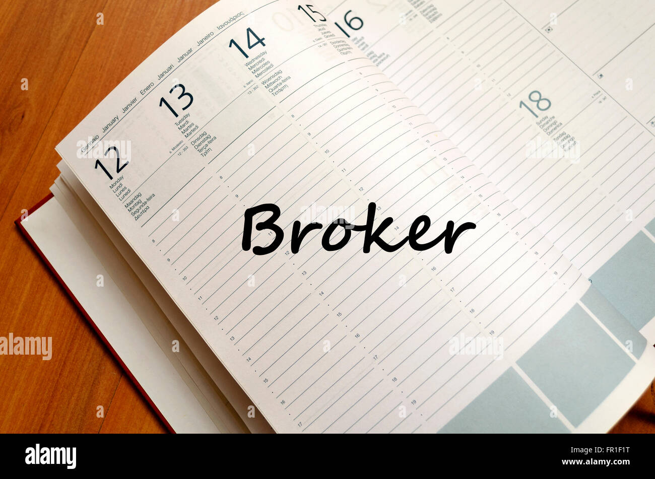 Broker text concept write on notebook Stock Photo - Alamy