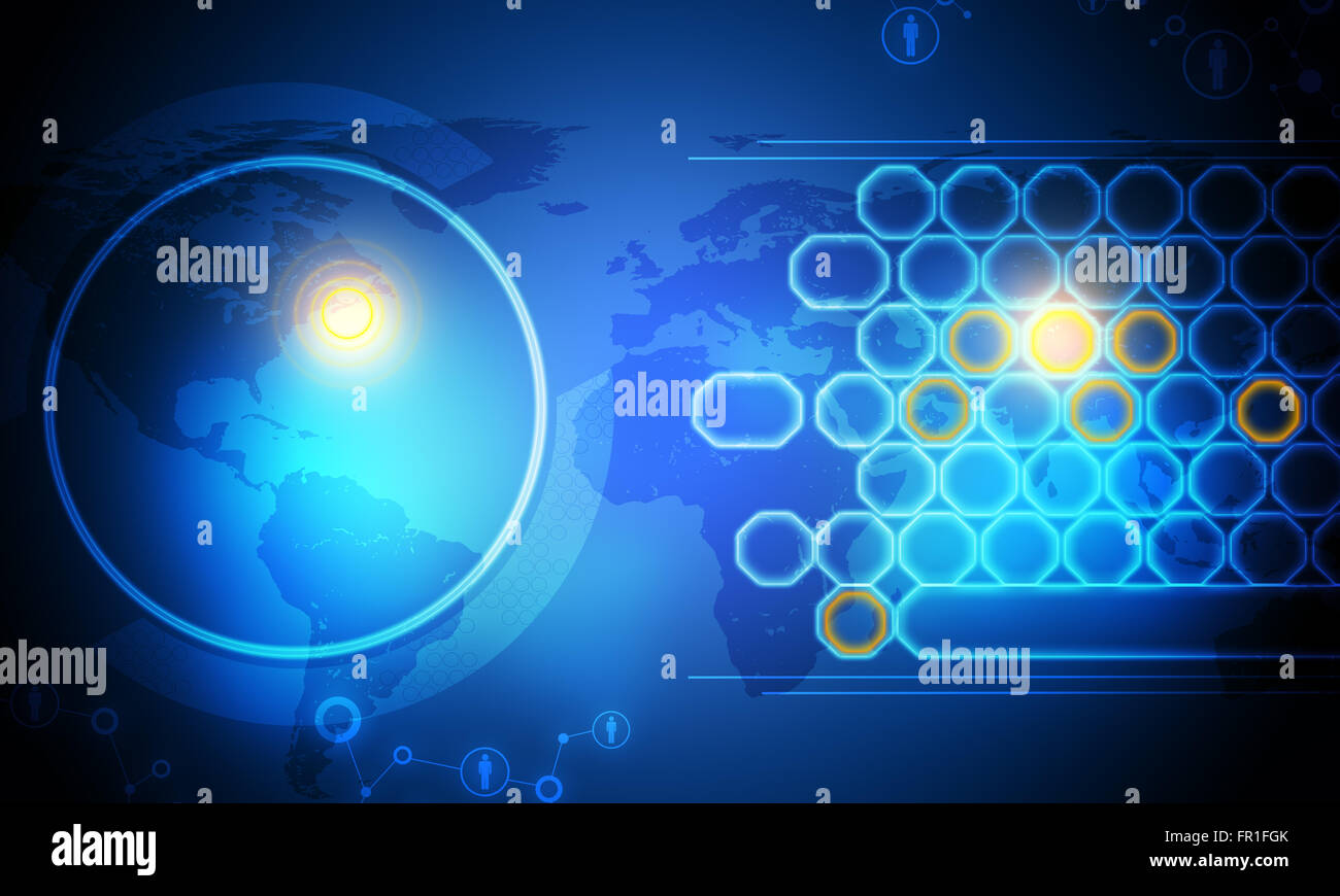 Holographic screen with world map Stock Photo - Alamy