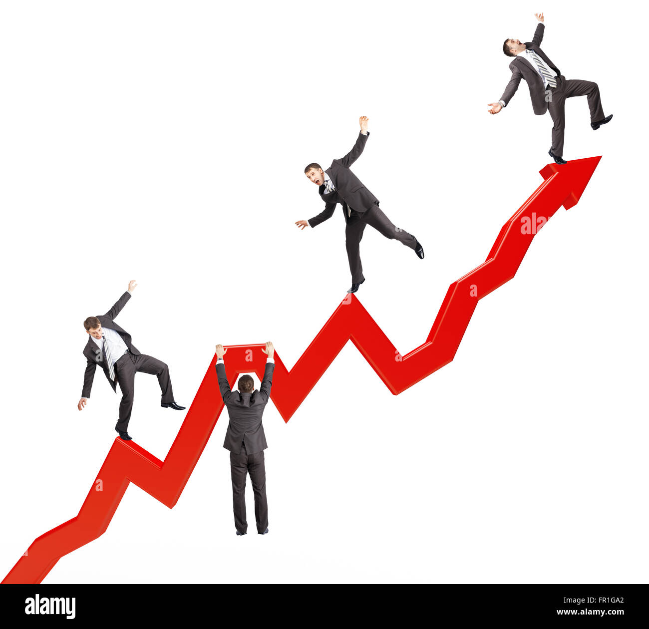 Businessmen falling from arrow Stock Photo - Alamy